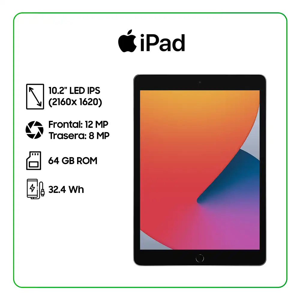 APPLE IPAD A2602 (9ª GEN) CHIP A13, 10.2″ (2160x 1620) LED, IPS, 8GB ...