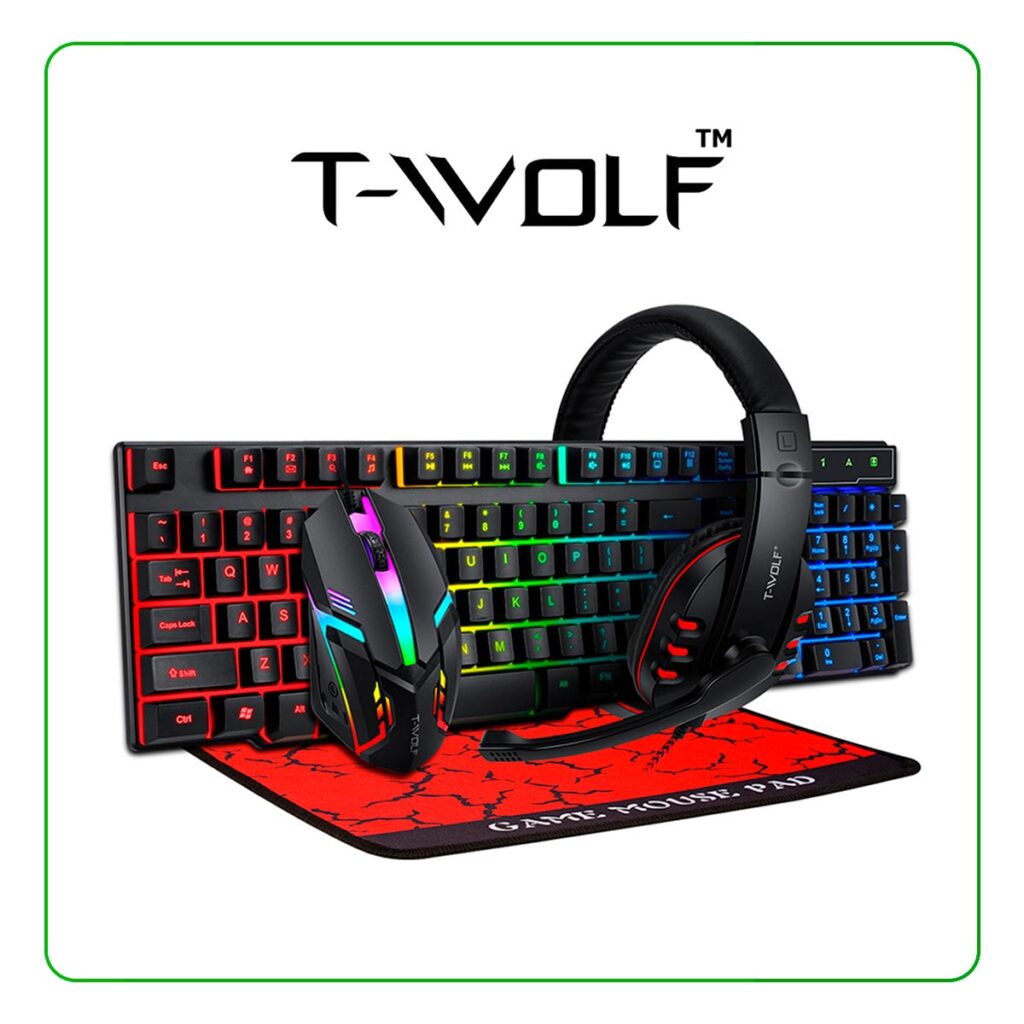 KIT T-WOLF GAMING COMBO TF800 4 EN 1 AUDIFONO + MOUSE PAD + KEYBOARD ...